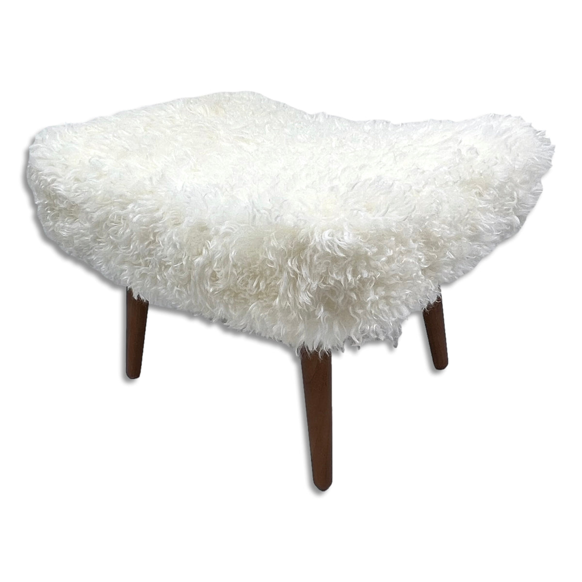 Shearling Sheepskin White Footstool – Native Natural